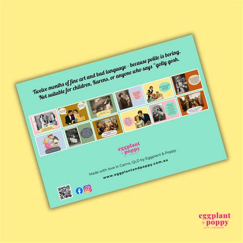 2026 Calendars Eggplant And Poppy ~ Unique Quirky Ts
