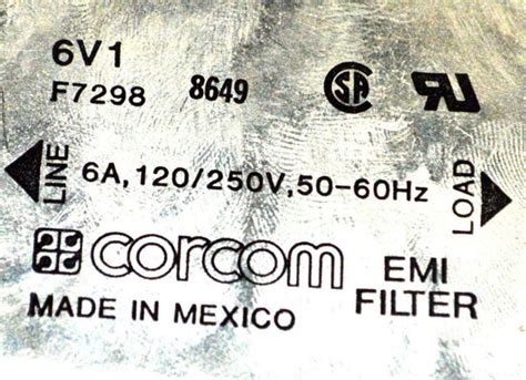 Corcom 6v1 Emi Filter F7298 120 250 Volts 6 Amps