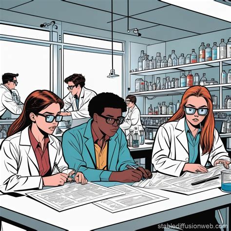 Students In An Analysis Laboratory As A Comic Stable Diffusion Online