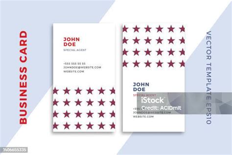 별 패턴이 있는 수직 명함 템플릿입니다 현대적인 기하학적 패턴의 애국적인 기업 문구 모형 샘플 텍스트가있는 깨끗하고 간단한 벡터 편집 가능한 배경 Eps10 개념에 대한