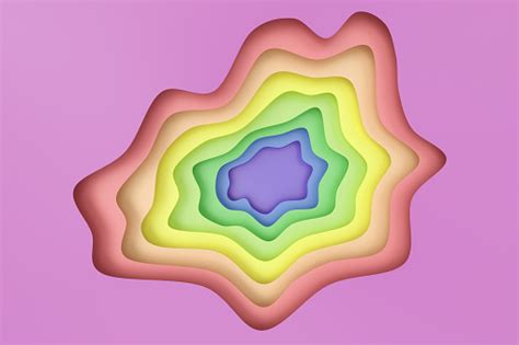 추상 종이 잘라 배경 무지개 색 파스텔 색상 디자인 레이아웃 프레젠테이션 전단지 배너 포스터 및 브로셔를 위한 3d 파스텔 색상 릴리프 효과 계층화 된 지형 3d 렌더링 3