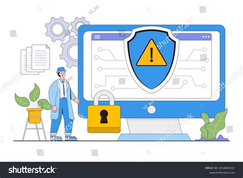 Flat Cyber Security People Characters Concept Stock Vector Royalty Free 2218824217 Shutterstock