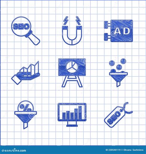 Set Board With Graph Chart Monitor Seo Optimization Lead Management Pie Infographic