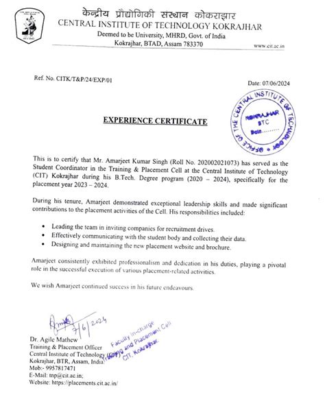 Amarjeet Kr Singh On Linkedin Btech Placementcoordinator
