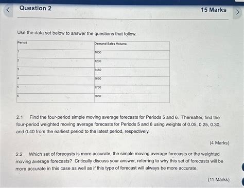 Solved Question 215 ﻿marksuse The Data Set Below To Answer