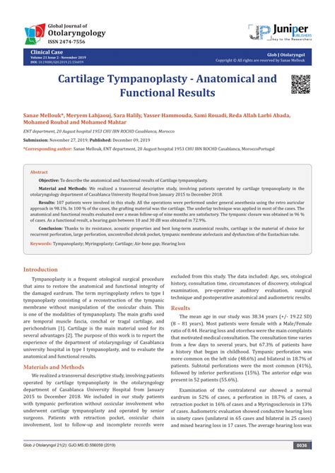 Pdf Cartilage Tympanoplasty Anatomical And Functional Results