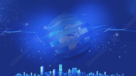 Blue Technology City Building Planet Intelligent Stereoscopic Powerpoint Background For Free