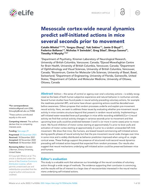 Pdf Mesoscale Cortex Wide Neural Dynamics Predict Goal Directed But Not Random Actions In