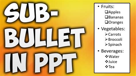 how to add or create sub bullets in ppt how to put or make or do sub