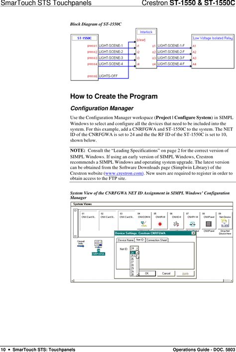 Crestron Electronics St 1550c Smartouch Remote Control User Manual Image2