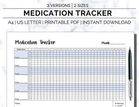 Daily Medication Tracker Printable Medication Log Daily Etsy