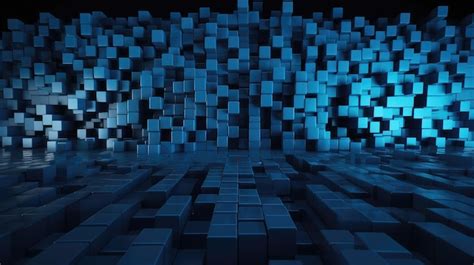Premium Ai Image Blue Cube Technology Background
