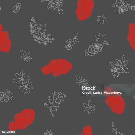 벡터 원활한 패턴의 내부 장기 일러스트레이션 종이 및 섬유 디자인 심장과 플로리스틱 식물 원소 식물 해부학 의학 내장 클리닉 병원 건강관리와 의술에 대한 스톡 벡터 아트 및