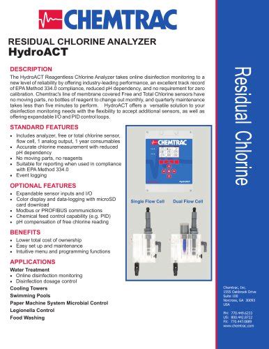Chlorine Residual Analyzer Chemtrac Pdf Catalogs Technical Documentation Brochure