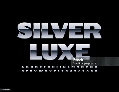 벡터 프리미엄 로고 실버 럭스 플래티넘 알파벳 문자 및 숫자 세트 강철에 대한 스톡 벡터 아트 및 기타 이미지 강철 공휴일 그래픽 프린트 Istock