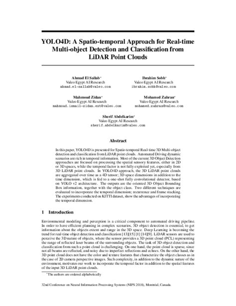 Pdf Yolo 4 D A Spatio Temporal Approach For Real Time Multi Object