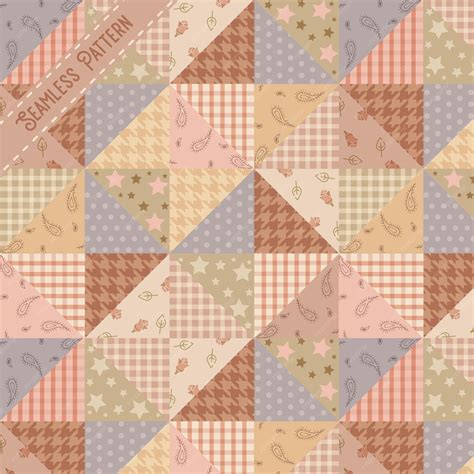 Lovely Patchwork Seamless Pattern Premium Vector