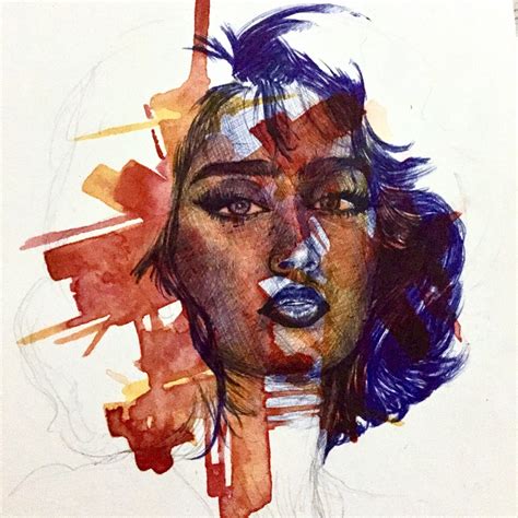 Watercolor And Pen Portrait