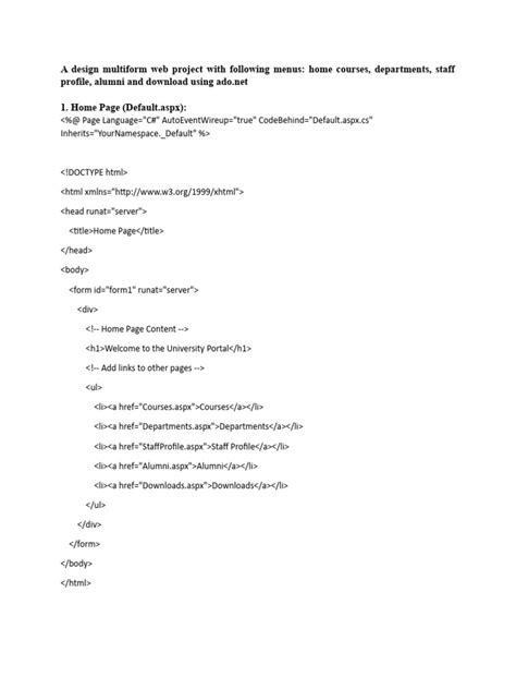 A Design Multiform Web Project With Following Menus Home Courses