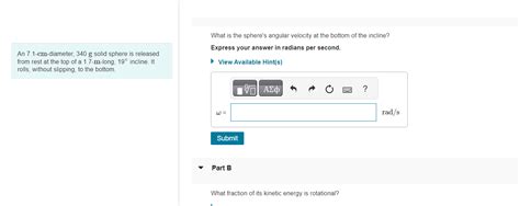 Solved What Is The Sphere S Angular Velocity At The Bottom Chegg