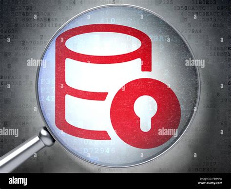 programming concept database with lock with optical glass on digital