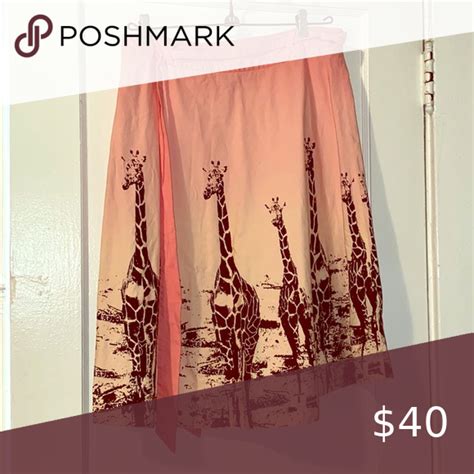 Pink Giraffe Print Knee Length Skirt With Wraparound Belt
