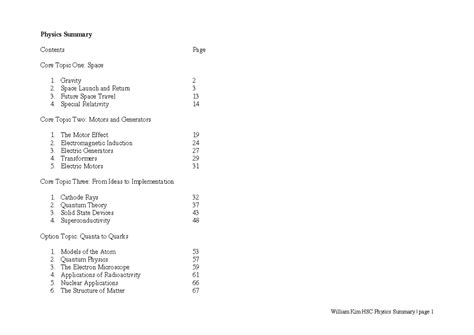 Physics Complete Notes Physics Summary Contents Page Gravity Core