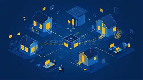 Connected Homes And Digital Devices In A Smart Home Network Stock Illustration Illustration Of