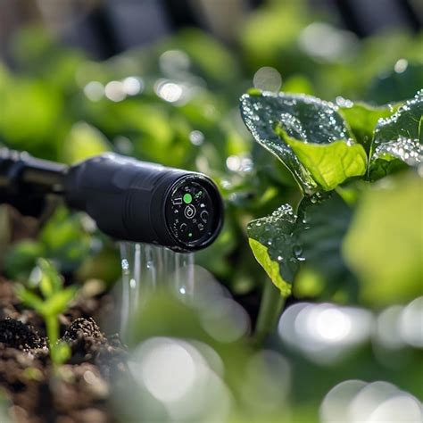 A Closeup Of An Advanced Irrigation System With Smart Sensors And