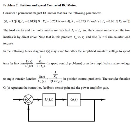 Solved Problem Position And Speed Control Of DC Motor Chegg