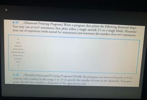 solved 4 31 diamond printing program write a program that