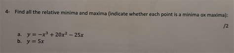 Solved 4 Find All The Relative Minima And Maxima Indicate Chegg Com
