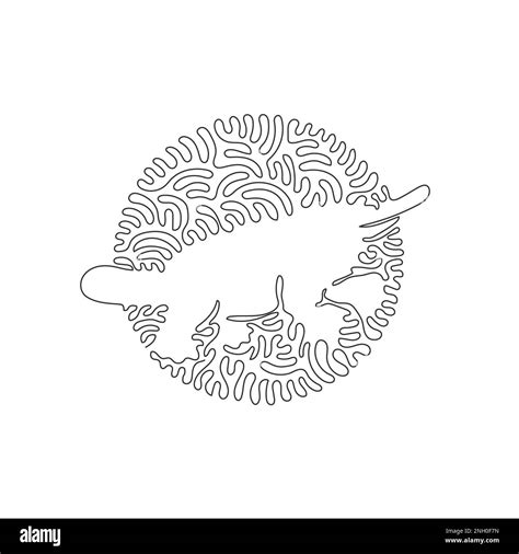 Continuous Curve One Line Drawing Of Cute Platypus Abstract Art In