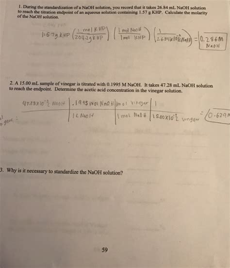 Solved I During The Standardization Of A Naoh Solution You