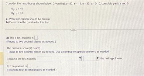 Solved Consider The Hypothesis Shown Below Given That X Chegg Com
