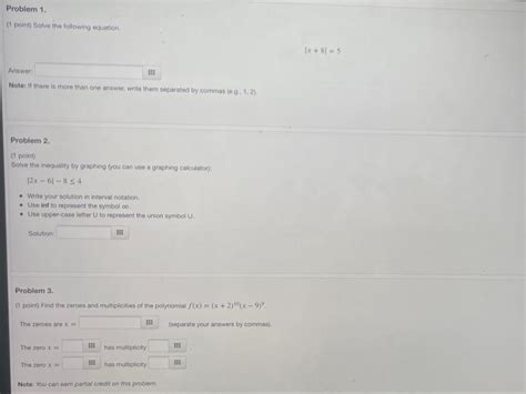 Solved Problem Point Solve The Following Equation X Chegg Com