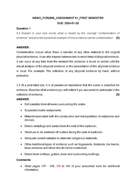 Memo For2605 Assignment 01 First Semester 2024 Memofor2605