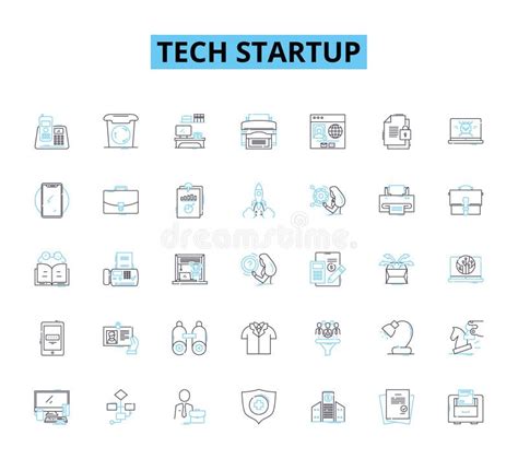 Tech Startup Linear Icons Set Nnovation Disruption Automation Advancement Connectivity