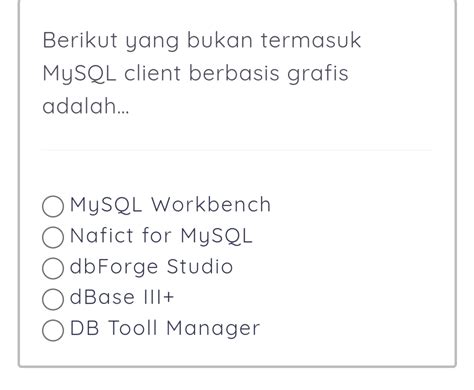 Berikut Yang Bukan Termasuk Mysql Client Berbasis Grafis Adalah Mysql