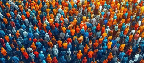 A Crowd Of People In A Colorful Array Premium Ai Generated Image