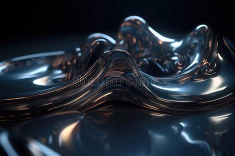 Abstract 3d Render Glossy Reflective Metallic Organic Curve Wave In