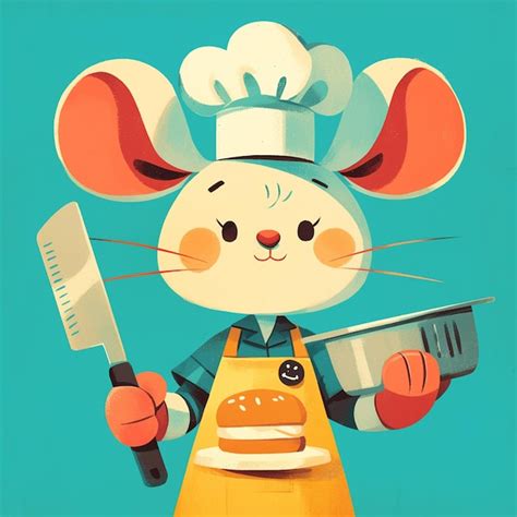 Premium Vector A Mouse Baker Cartoon Style
