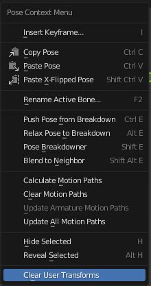 Transforms Pose Mode How To Reset Transformed Armature To Its Rest Position Blender Stack