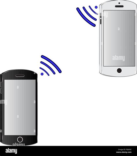 Two Modern Mobile Phones Wireless Connection Data Transfer Stock