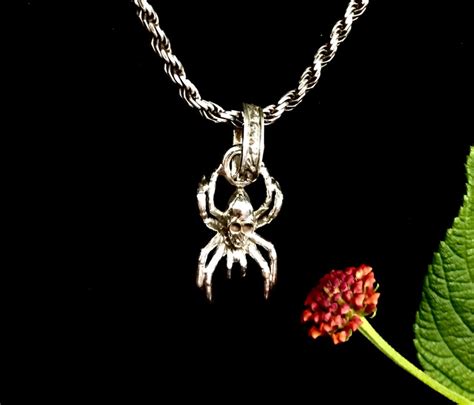 Black Widow Skull Pendant 925 Sterling Silver Skull Spider Etsy