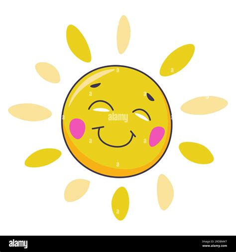 Smiling Sun Character With Face And Rays Vector Stock Vector Image And Art Alamy