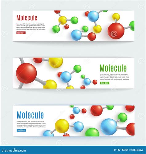 Vector Abstract Molecule Banner Set For Labs Stock Vector Illustration Of Molecular Medical