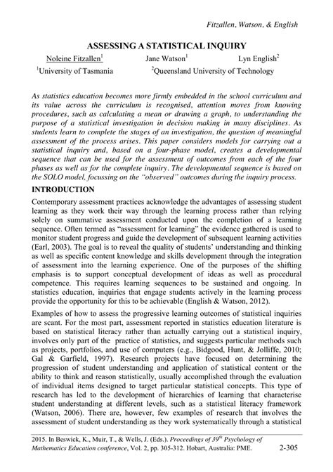 Pdf Assessing A Statistical Inquiry