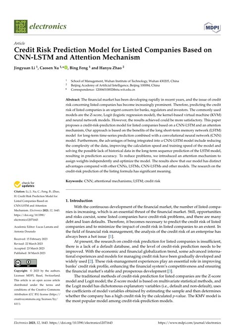 Pdf Credit Risk Prediction Model For Listed Companies Based On Cnn