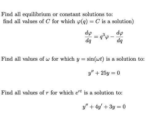 solved find all equilibrium or constant solutions to find